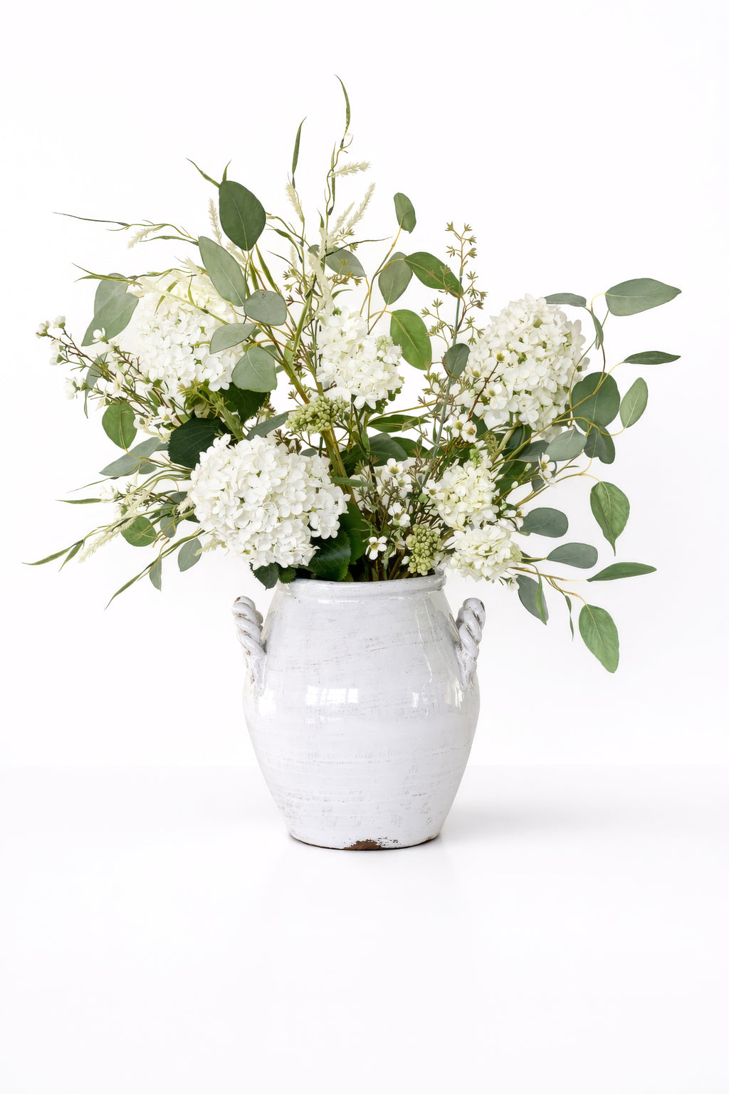 Faux White Hydrangea Arrangement - Deluxe – The Suffolk Nest